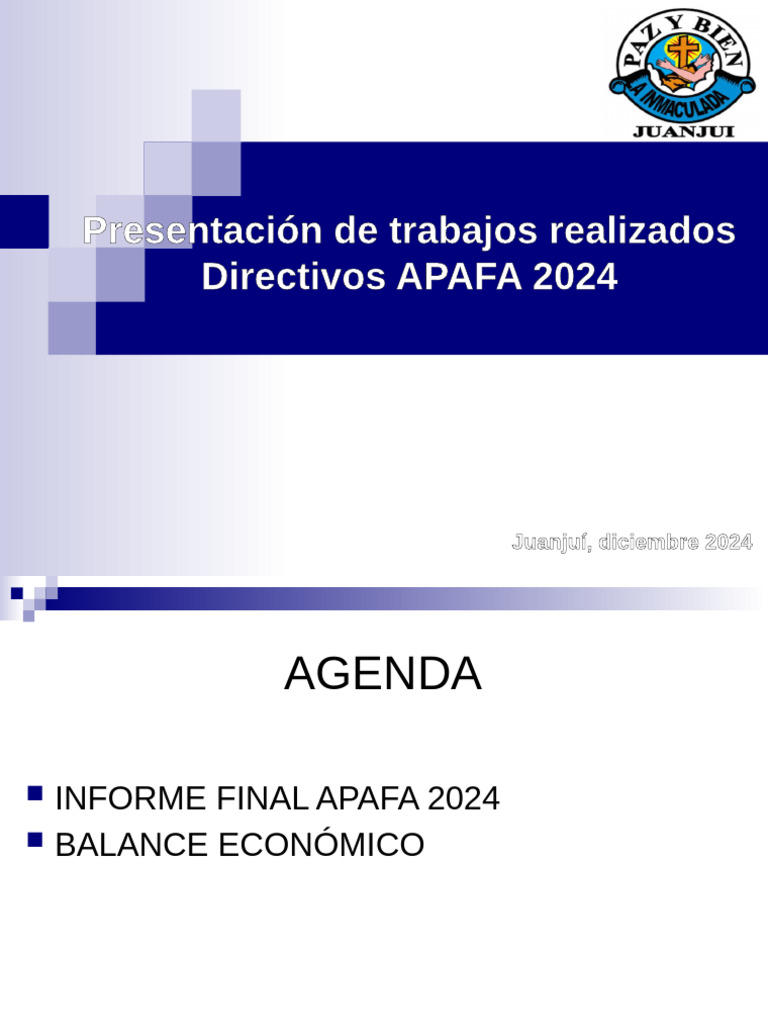 Presentacion trabajo realizado APAFA SET - DIC 2024 | PDF