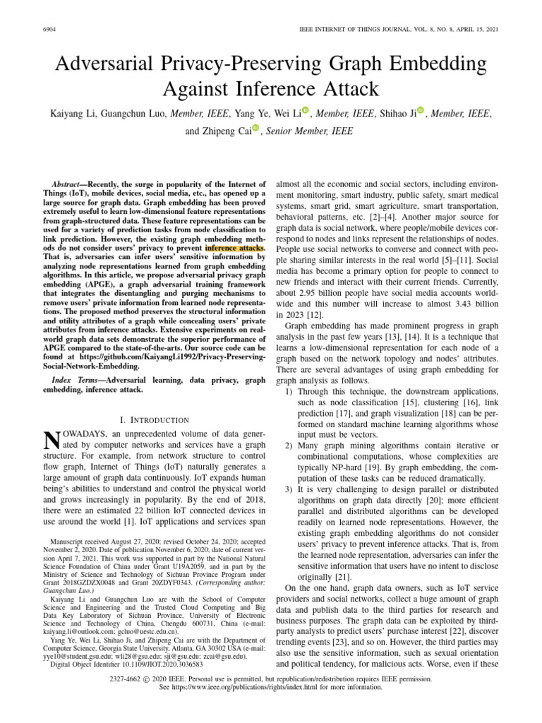Adversarial Graph Embedding | PDF | Internet Of Things | Machine Learning