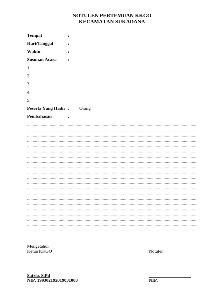 NOTULEN PERTEMUAN KKGO | PDF