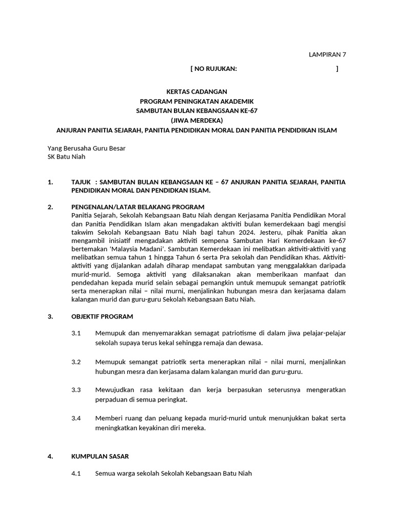 Kertas Kerja Bulan Kemerdekaan 2024 | PDF