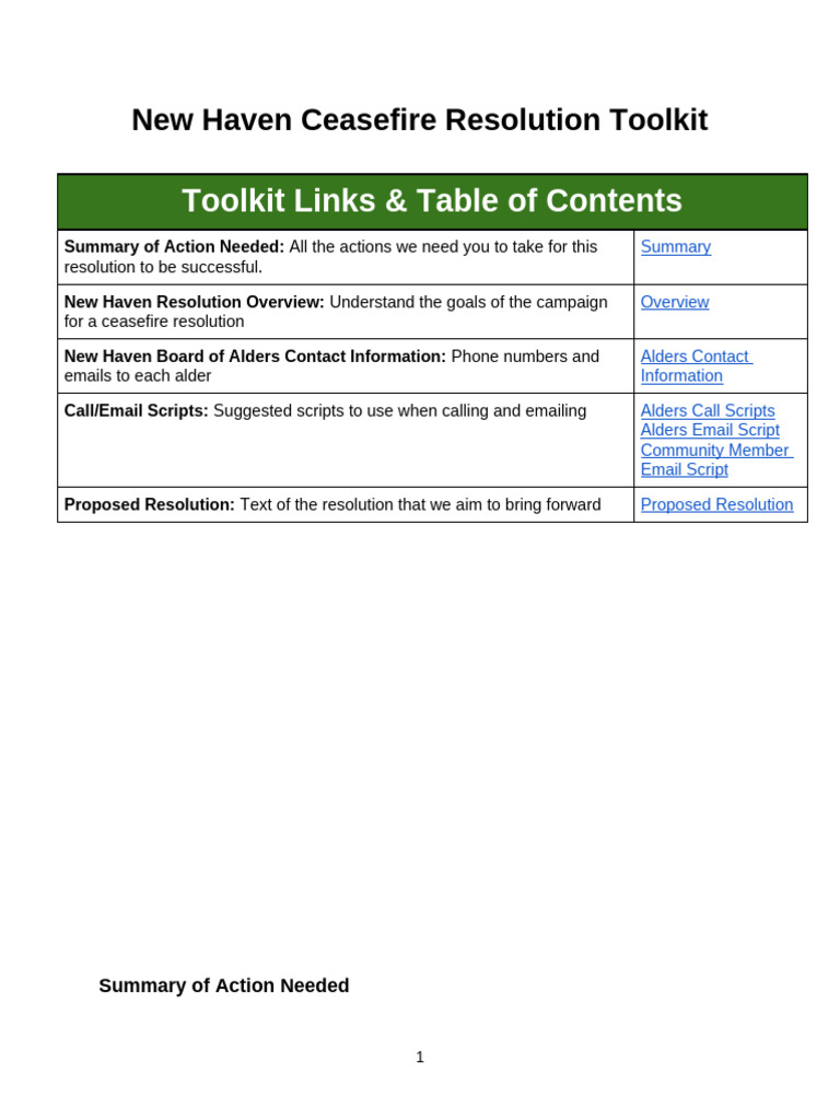 New Haven Ceasefire Toolkit | PDF | Gaza Strip | Ceasefire