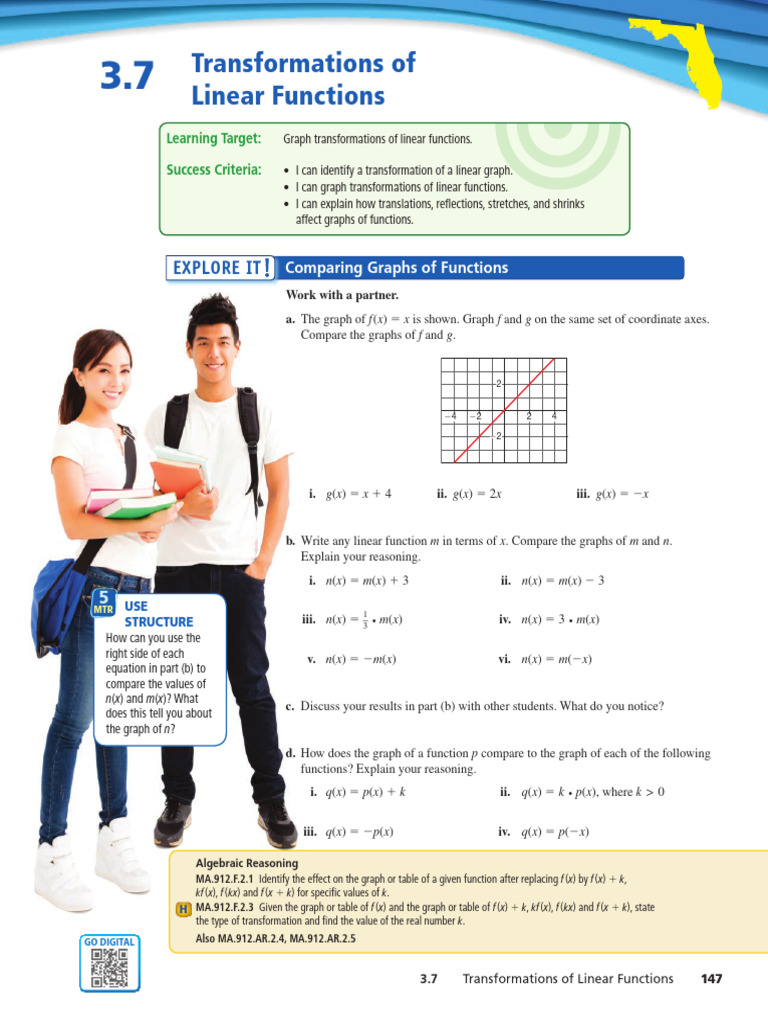 fl23 Algebra1 Ipe 03 07 | PDF | Cartesian Coordinate System | Function ...
