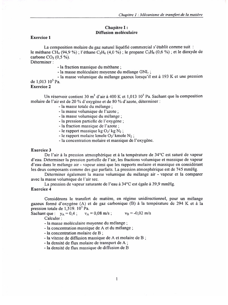 TD1 Transfert de Matière | PDF