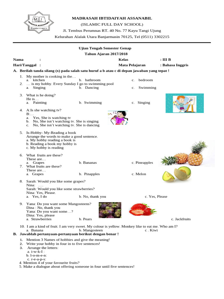 uts bahasa inggris | PDF | Food Ingredients | Tropical Fruit