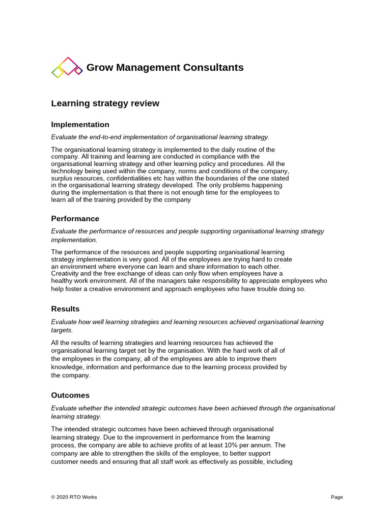 Evaluation of Learning Strategy Implementation | PDF | Recruitment | Performance Indicator
