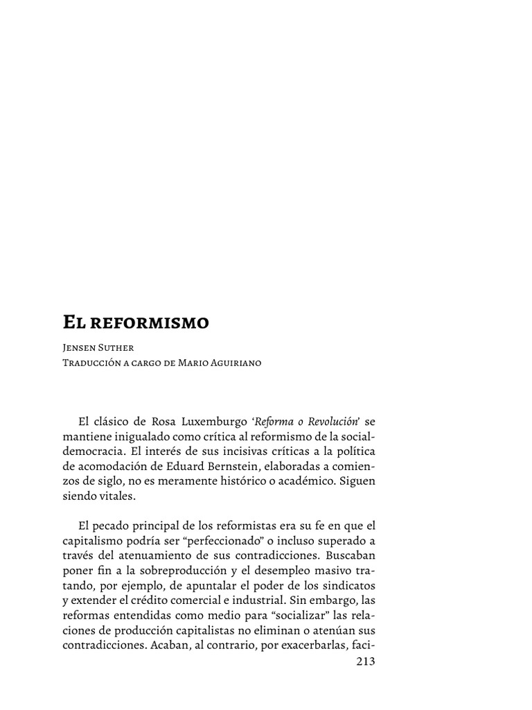 El Reformismo Jensen Suther | PDF | Capitalismo | Capital (economía)