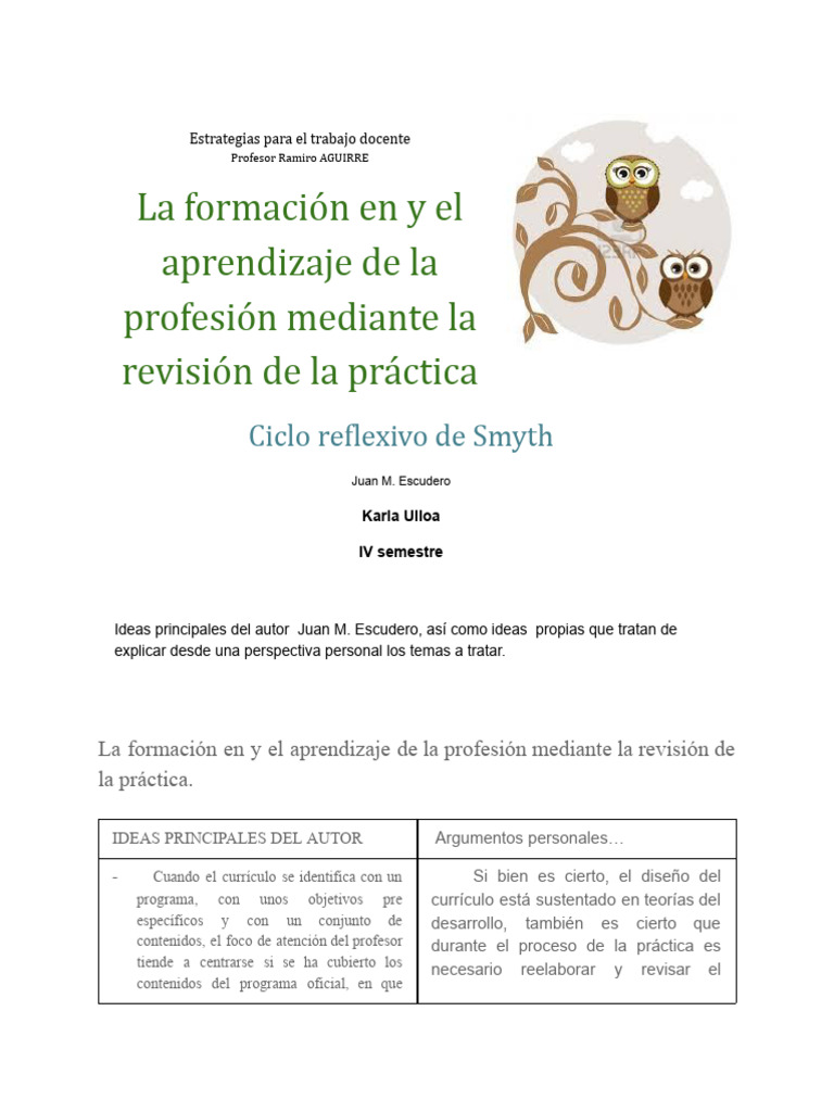 Ciclo Reflexivo de Smyth | PDF | Plan de estudios | Maestros