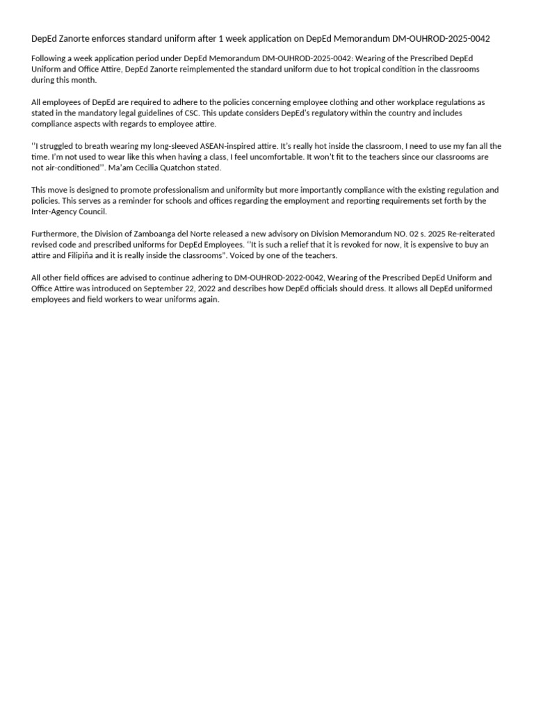 Dress Code Denied DepEd Revokes Dress Code Policy But Enforces Standard ...