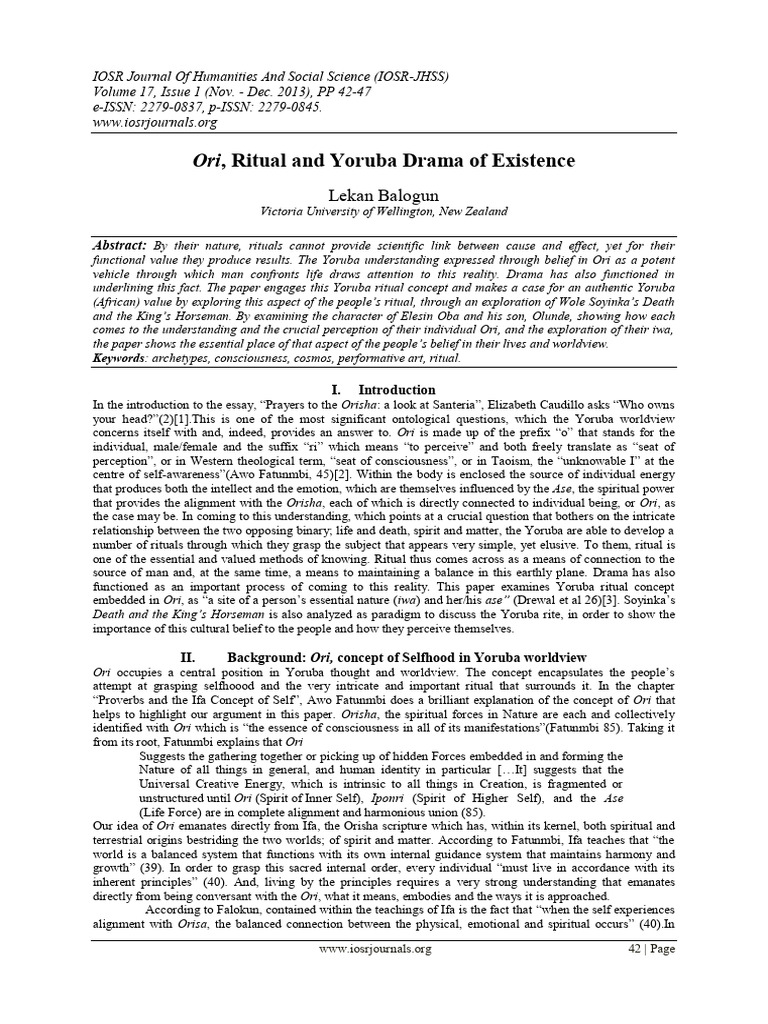 Ori_Ritual_and_Yoruba_Drama_of_Existence | PDF | Rituals