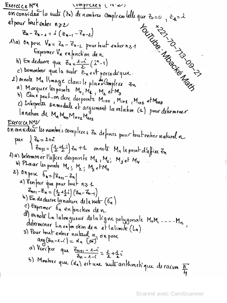 Complexes + Suites - Mbacké Math | PDF