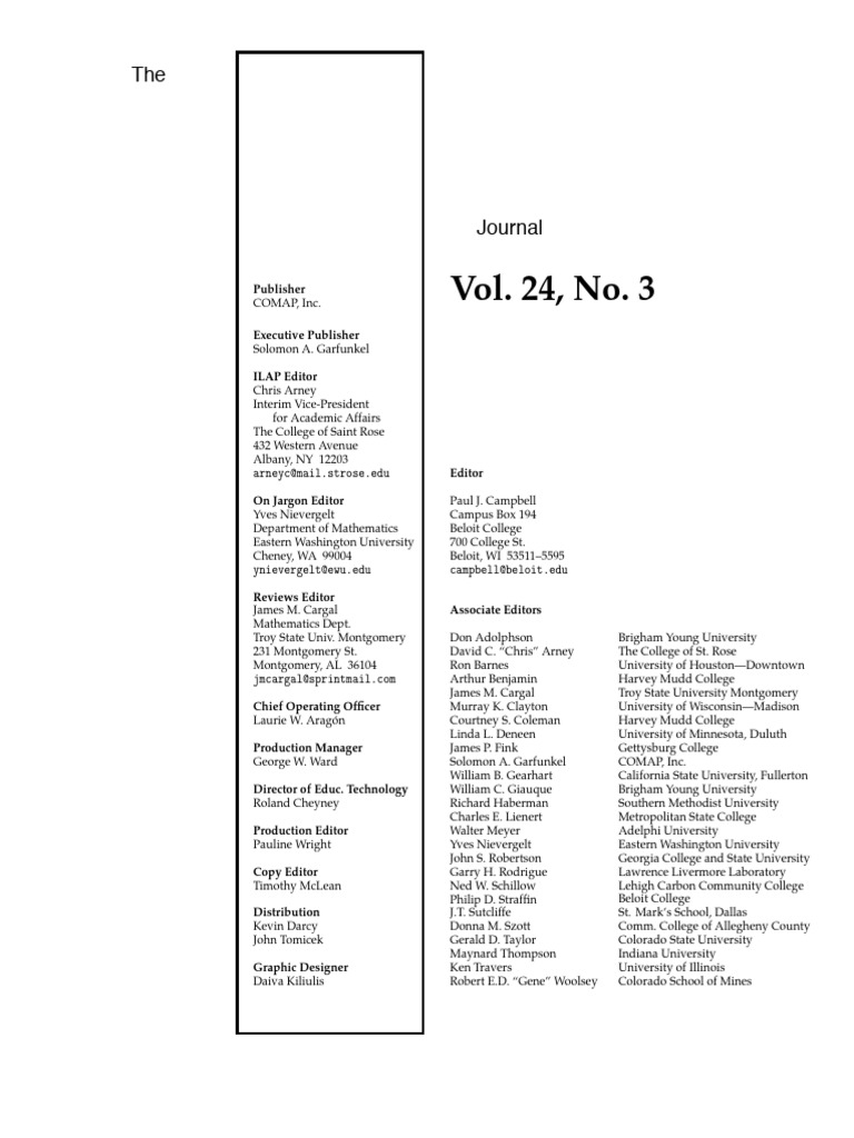 UMAP Journal Vol24 No3 | PDF