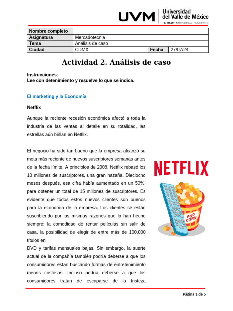 A2 CasoNetflix | PDF | Netflix | Marketing