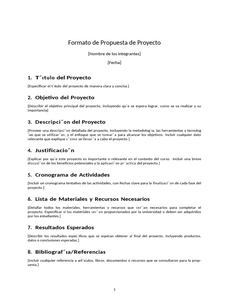 Formato Propuesta de Proyectos | PDF