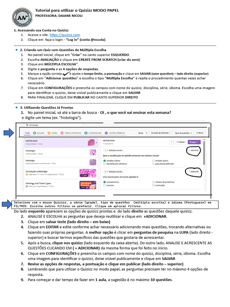 Tutorial para Utilizar o Quizizz MODO PAPEL - 2025 | PDF