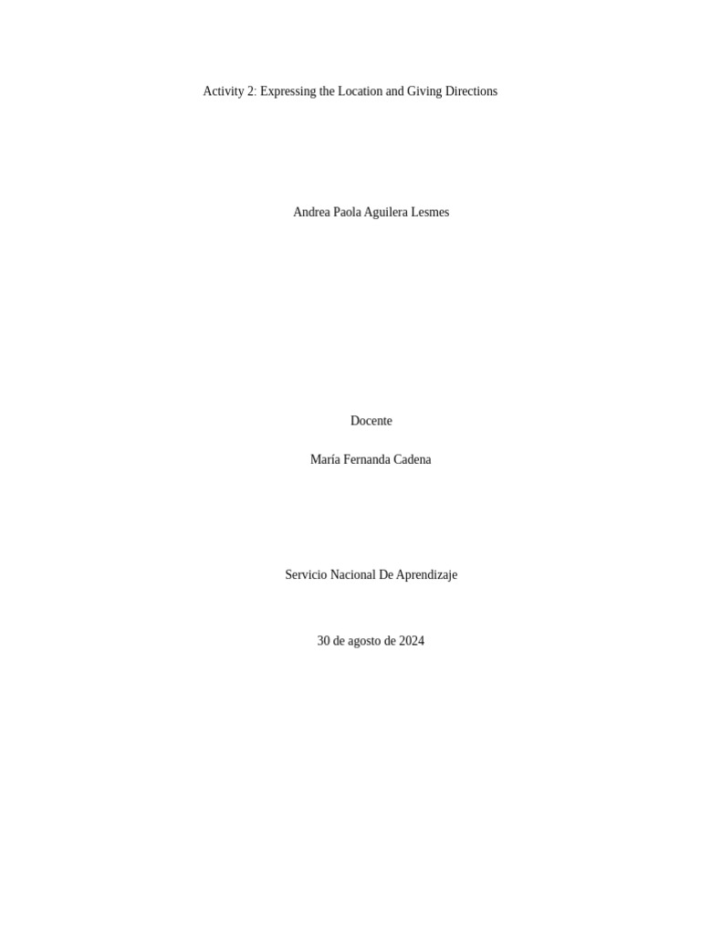 Directions and Location Expressions Guide | PDF