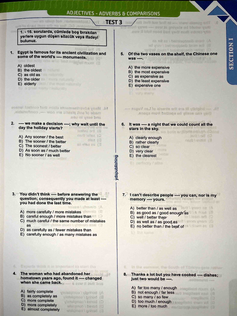 Adjective Adverb Test 1 | PDF