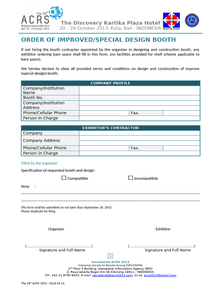 Acrs 2013 Order of Improved-Special Design Booth | PDF