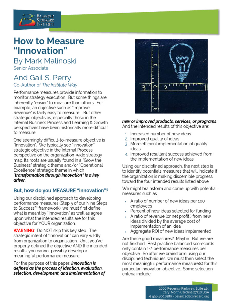 BSI How To Measure Innovation | PDF | Innovation | Performance Indicator