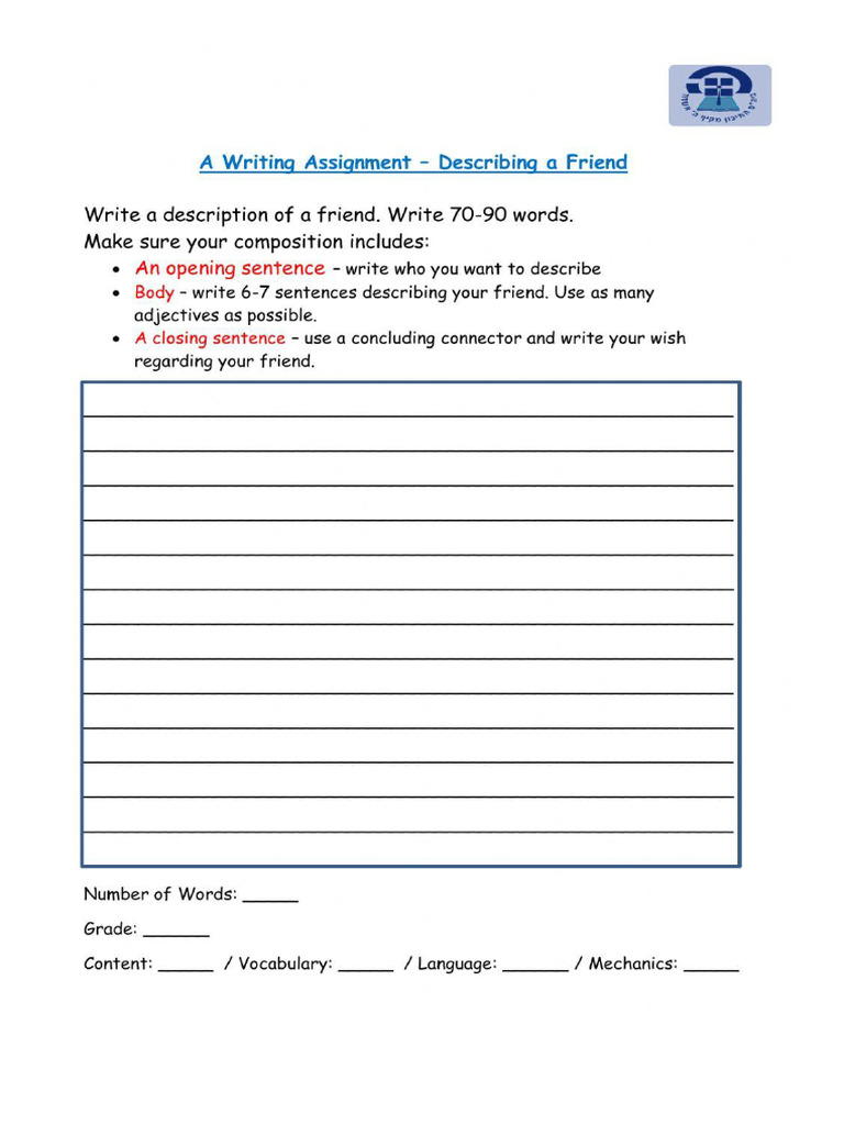 Describing A Person Writing | PDF