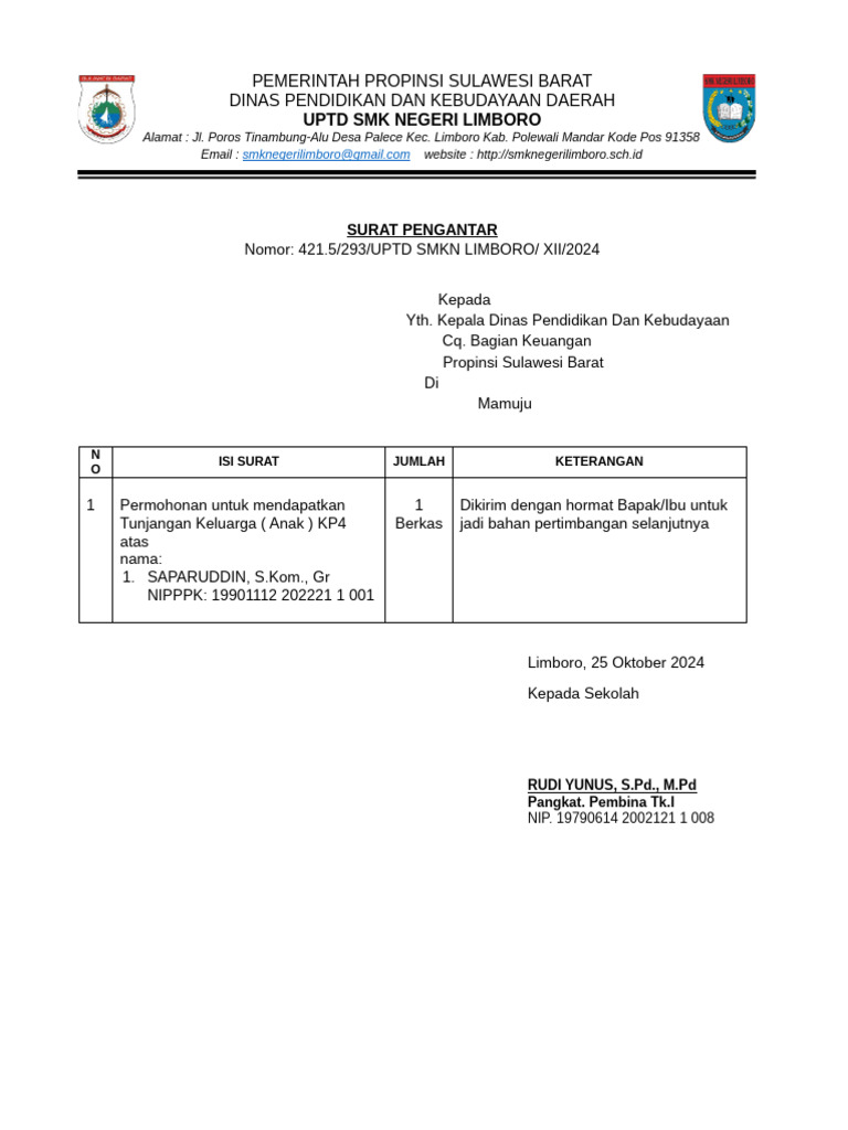 Surat Pengantar KP4 | PDF