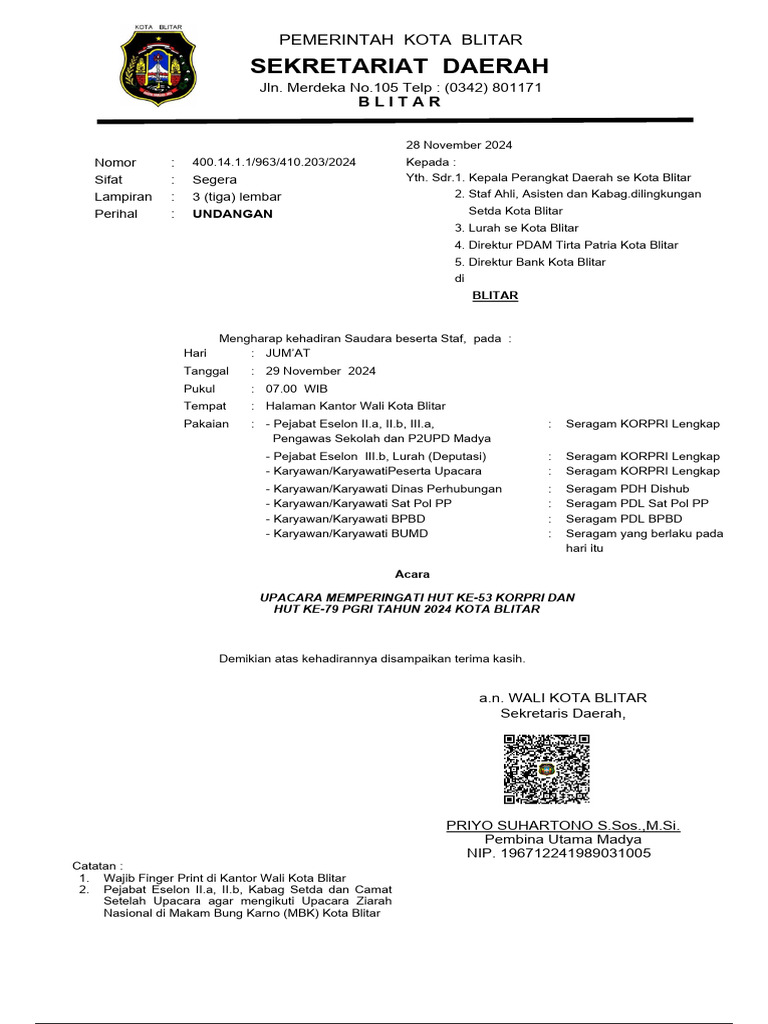 SRIKANDI - UND.UPACARA HUT KORPRI,2024 | PDF
