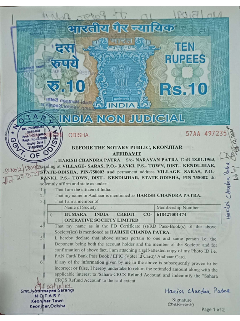 Affidavit For Sahara | PDF