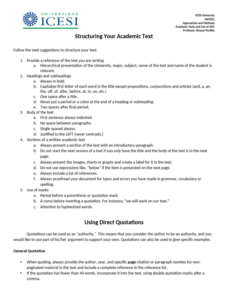Academic Texts and Use of APA | PDF | Ellipsis | Bracket