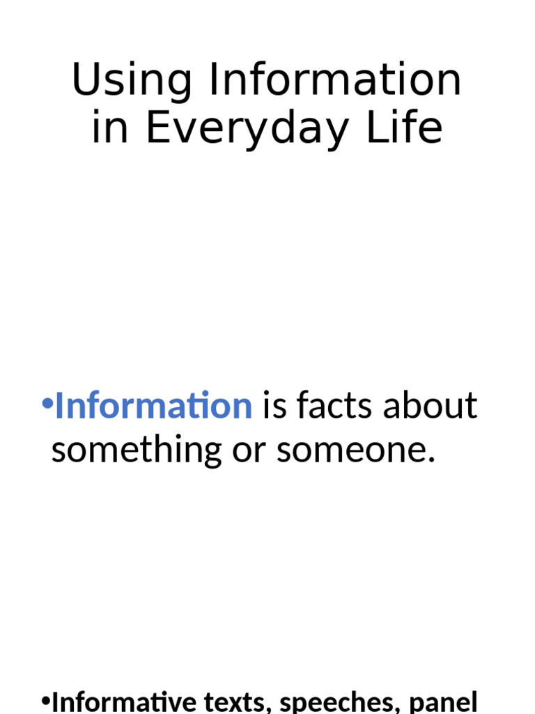 Using Information in Everyday Life | PDF