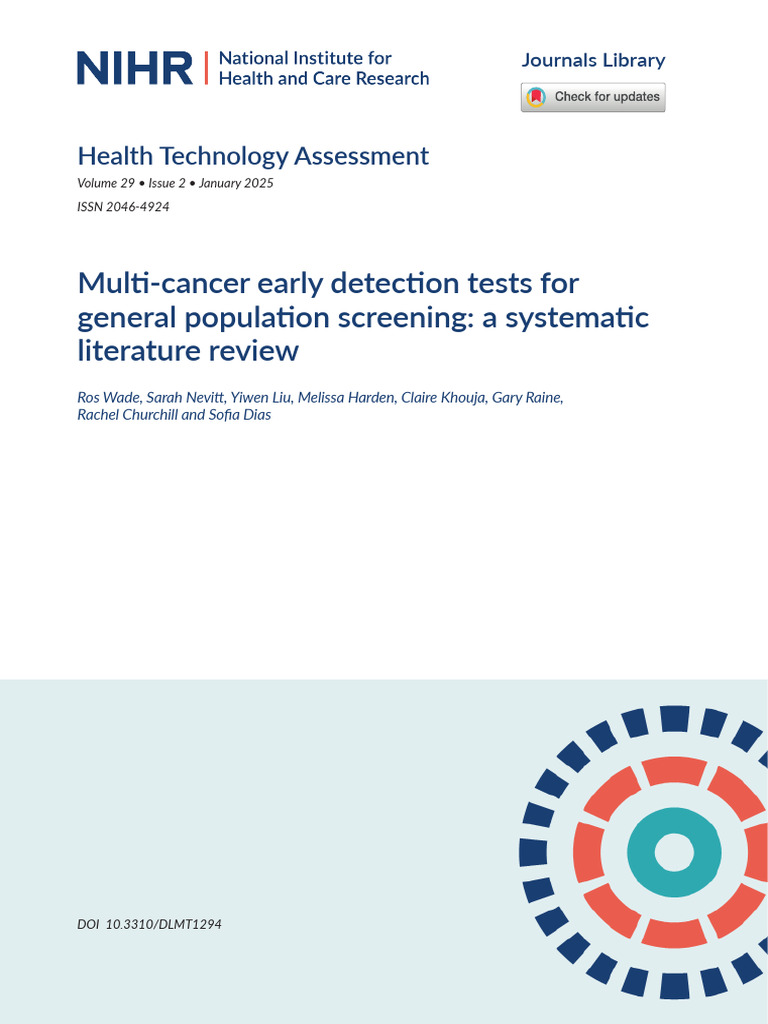 Multi-cancer early detection tests for general population screening - a ...