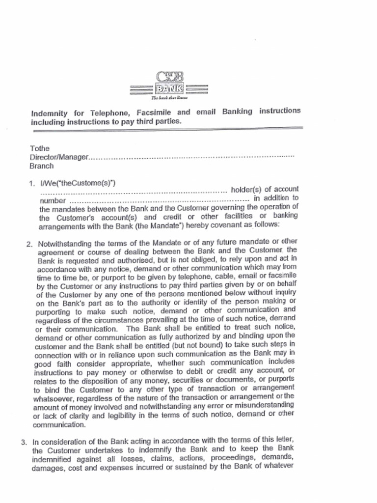 Indemnity Form | PDF