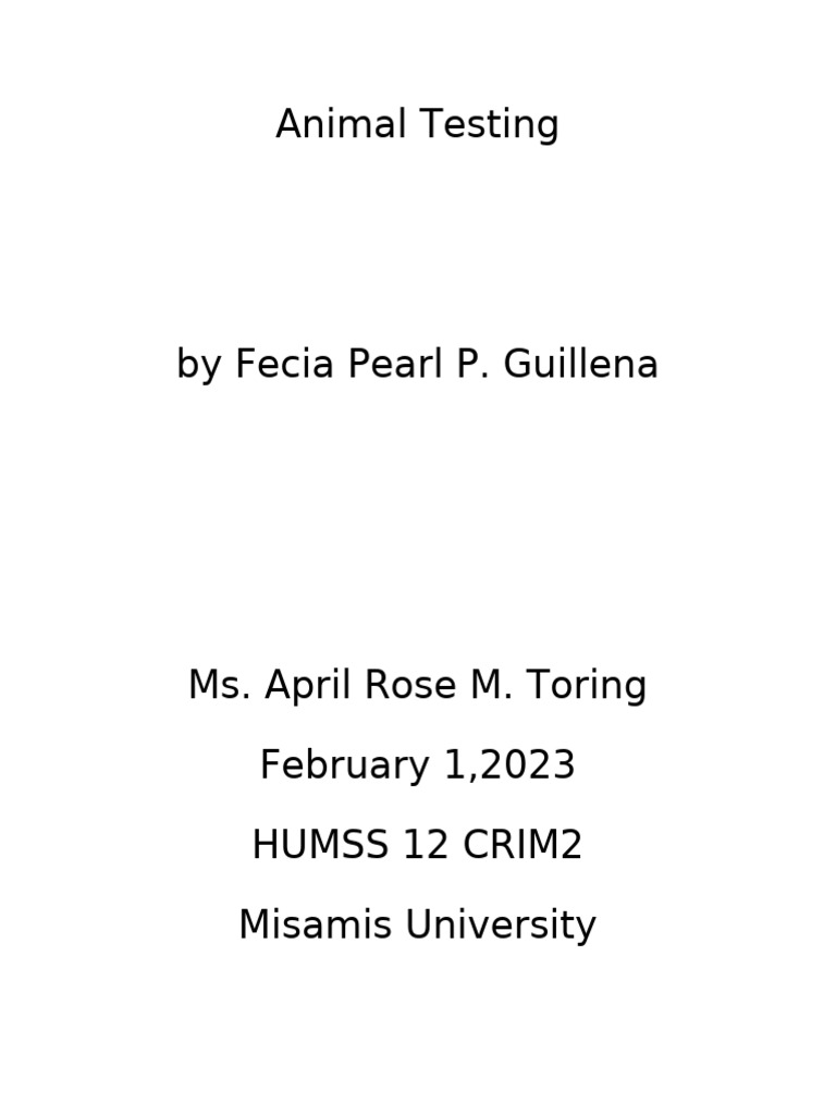 Animal Testing | PDF | Animal Testing | Argument