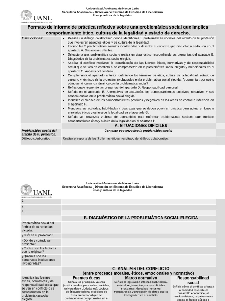 Formato de Práctica Reflexiva Ante Una Problemática Social | PDF | Comportamiento | Toma de ...