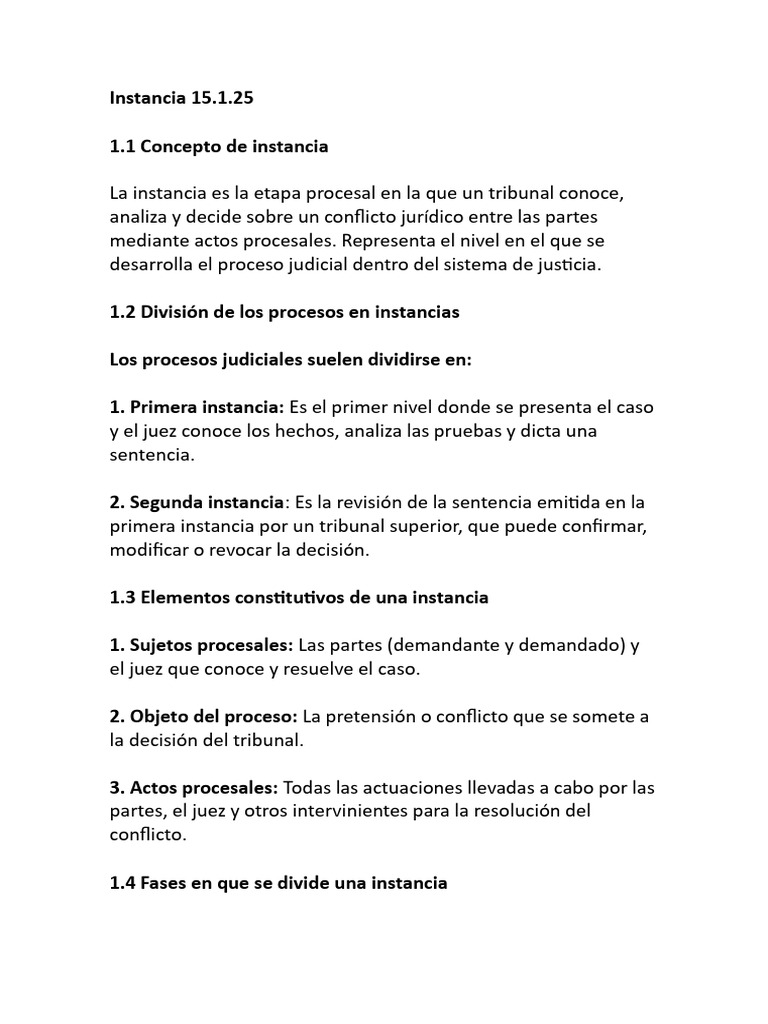 Concepto y fases de la instancia judicial | PDF