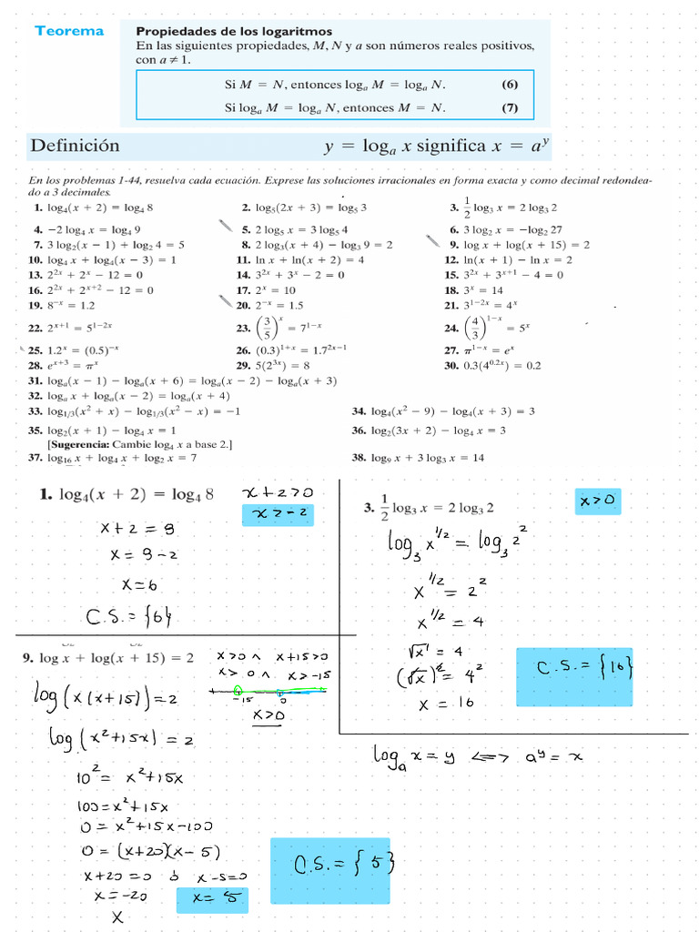 Ecuaciones Logaritmicas - Copia - Annotated | PDF