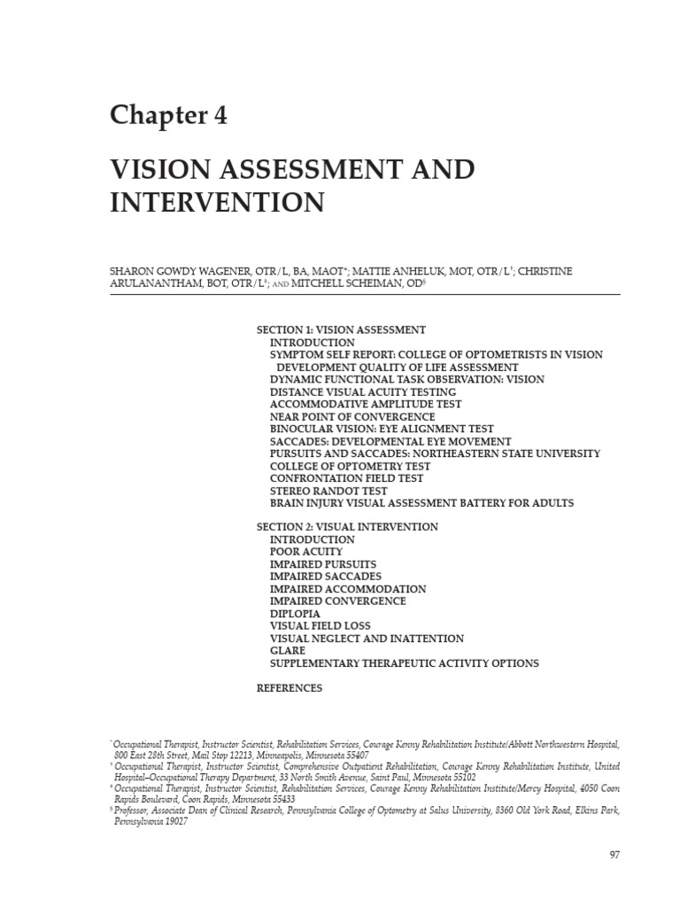 Vision assessment and intervention | PDF | Visual Acuity | Occupational ...