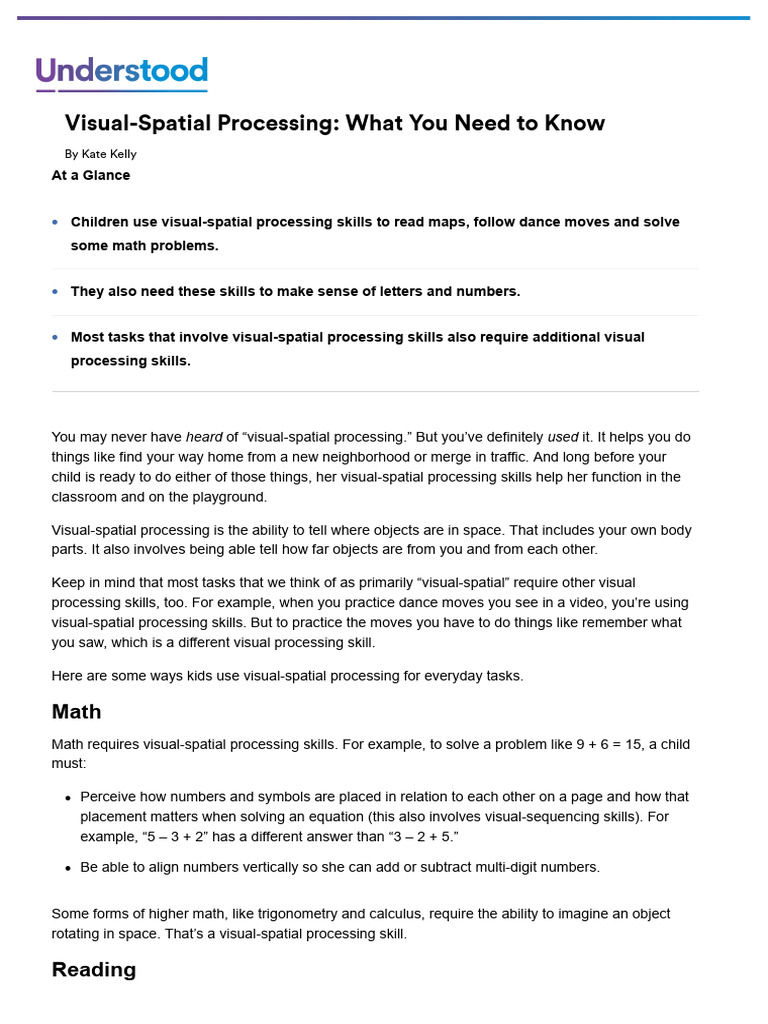 Visual-Spatial Processing and Math, Reading - Types of Visual ...