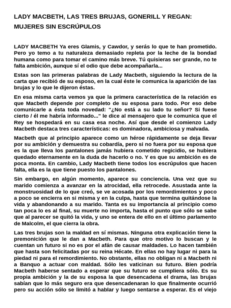 1 LADY MACBETH y Otras Nujeres | PDF | Macbeth | Rey Lear