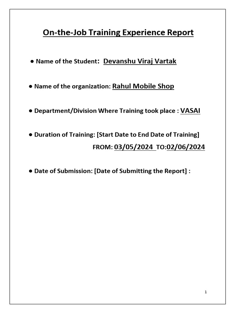 On-the-Job Training Report: Mobile Retail | PDF | Internal Control | Inventory