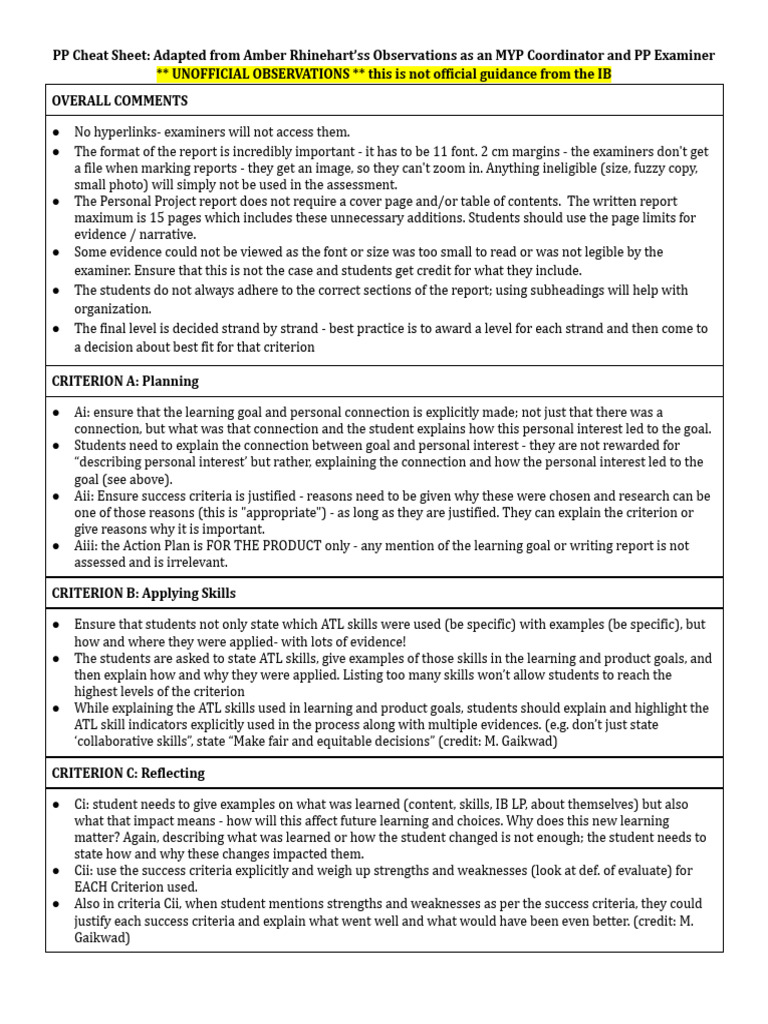 Amber Rhinehart's PP Report Cheat Sheet | PDF | Cognition | Learning