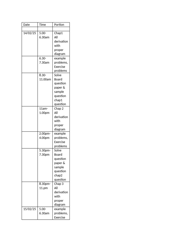 Physics - Final Exam Study Schedule | PDF