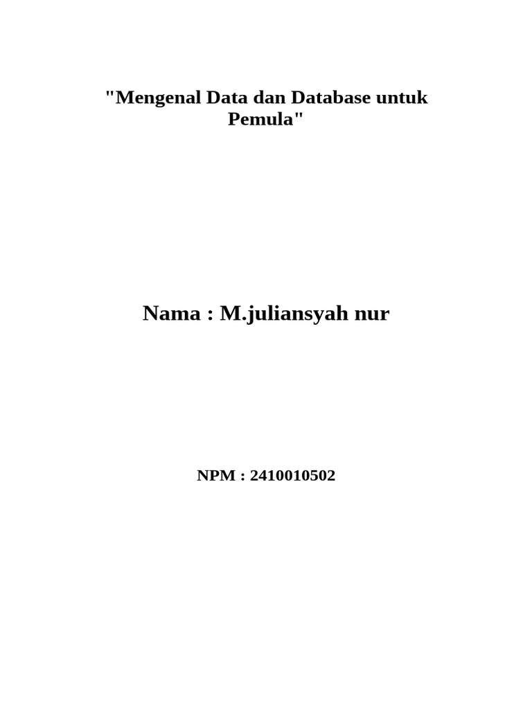 Mengenal Data Dan Database Untuk Pemula | PDF