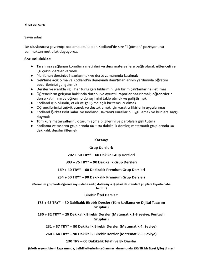 Offer Letter With KPI 2024 December | PDF