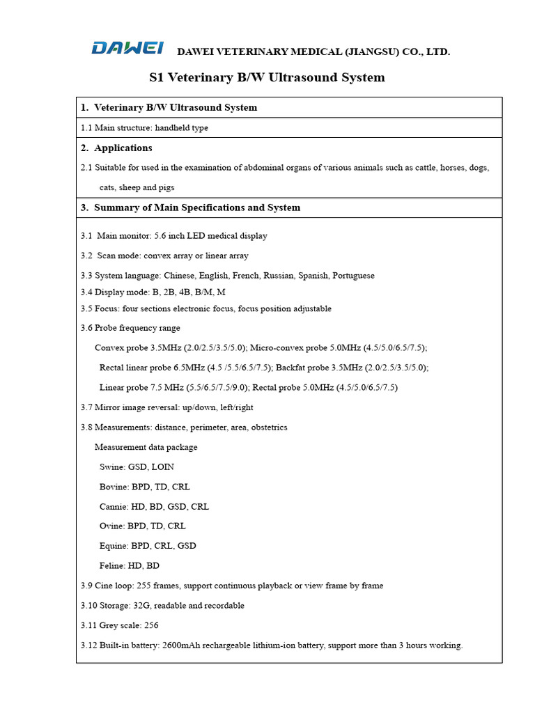 Dawei S1 Specification Sheet | PDF | Electronics