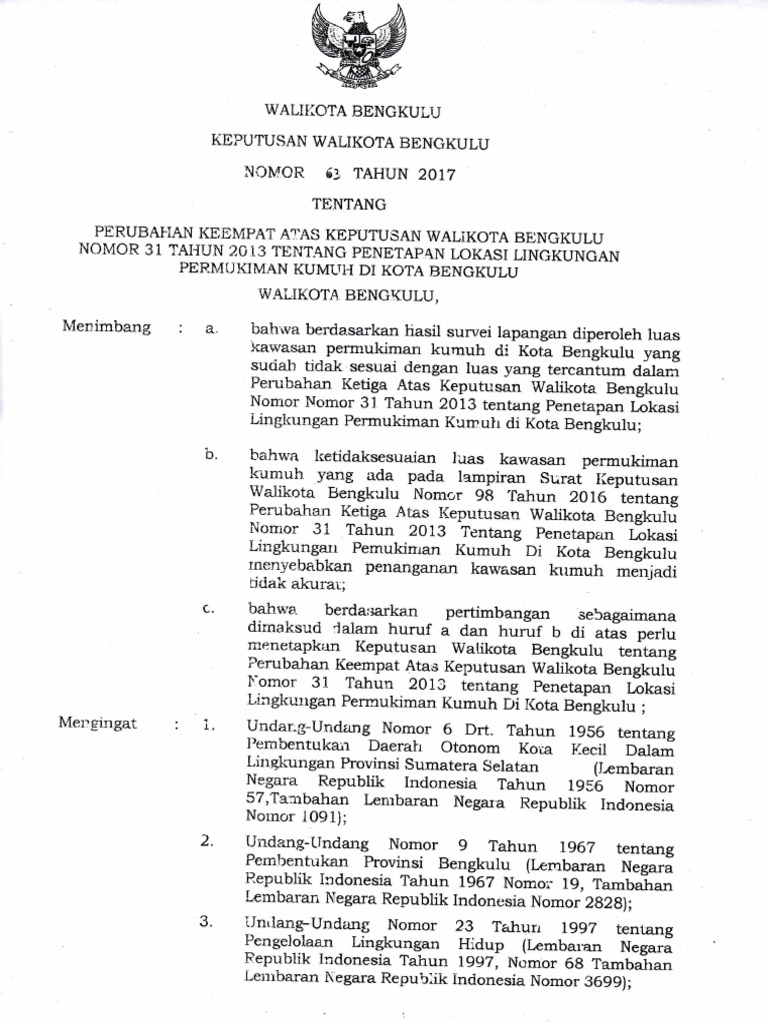 Perubahan Keempat Lokasi Kumuh Bengkulu | PDF