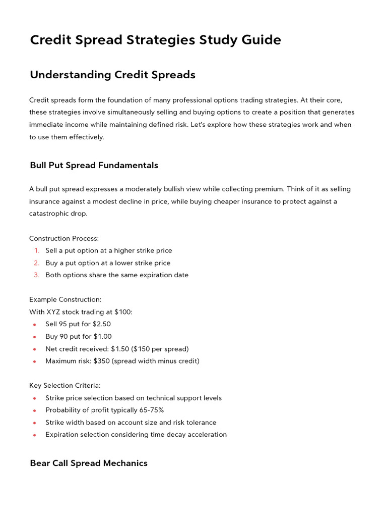 Credit Spread Strategies Explained | PDF | Financial Economics | Market ...