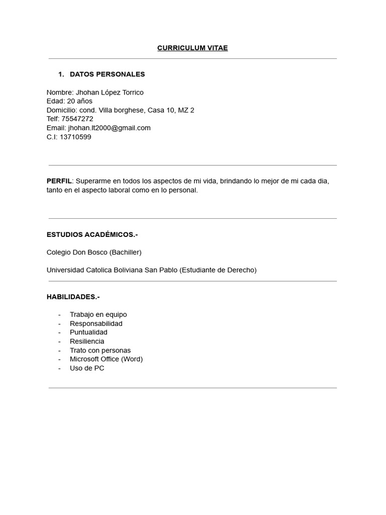 Curriculum Vitae | PDF | Ley Pública | Ley politica