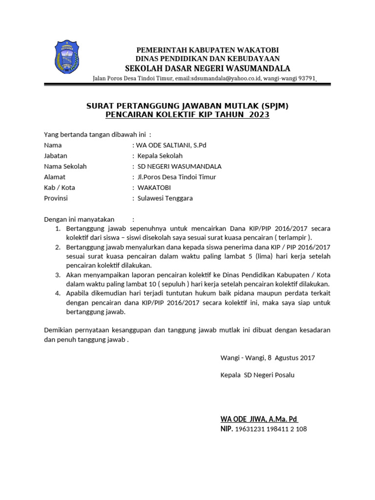 SURAT PERTANGGUNG JAWABAN MUTLAK | PDF