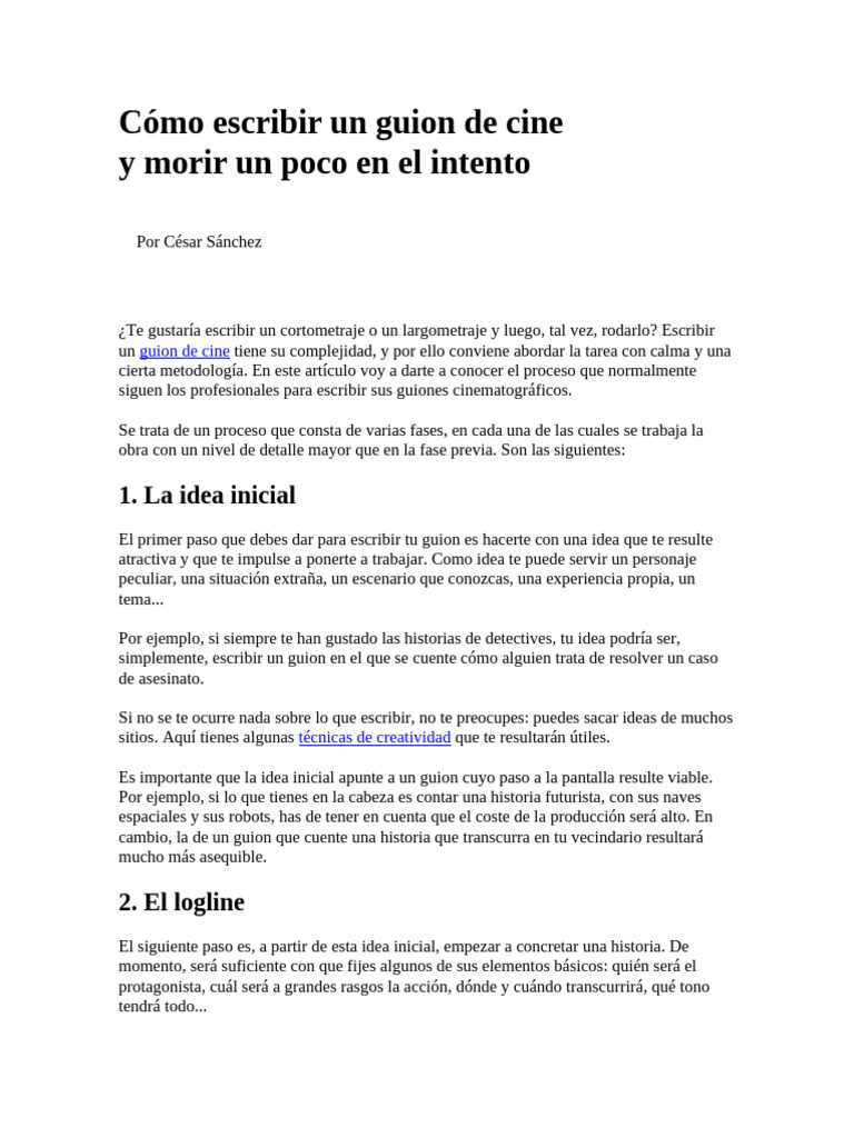 Cómo Escribir Un Guion de Cine | PDF | Guión