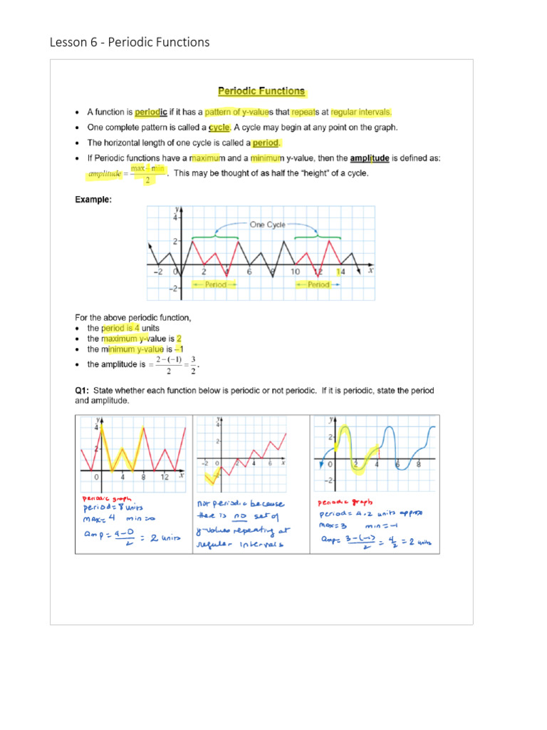 G11E - Unit 6 - Lesson 6 - Periodic Functions | PDF