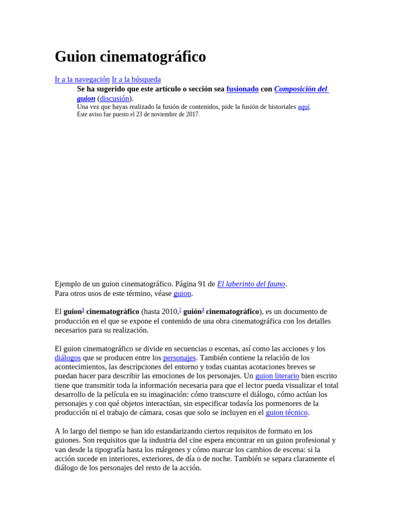 Guion Cinematográfico: Formato y Tipos | PDF | Guión | Escritura